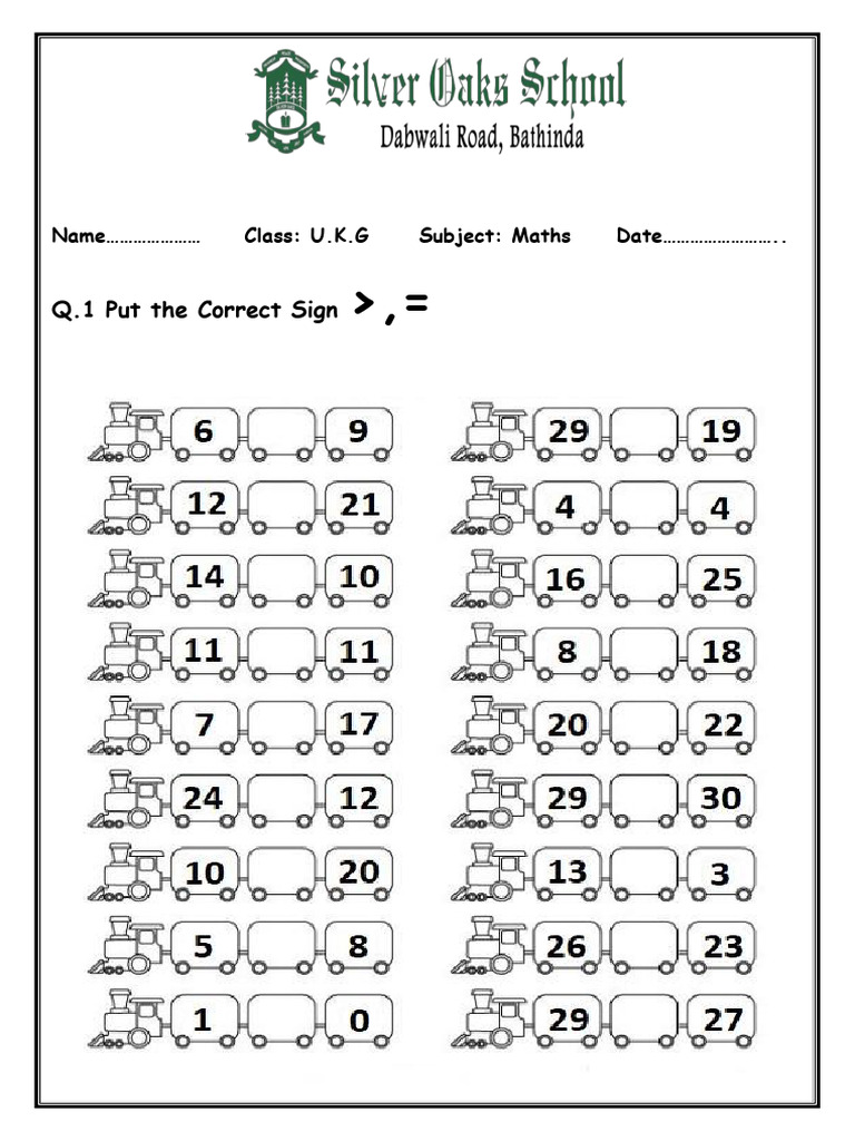 UKG Maths: Signs & Object Thickness | PDF