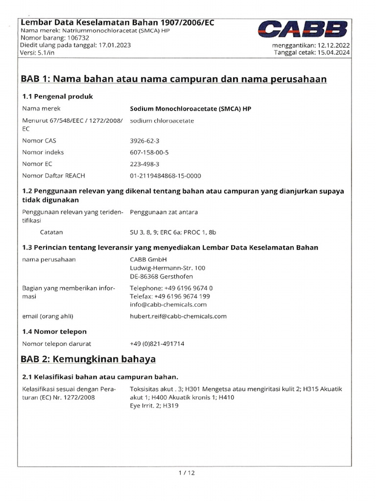 Msds Smca Cabb | PDF