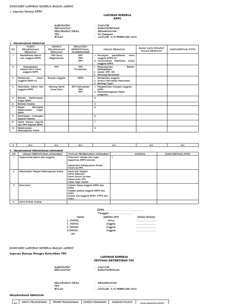 LK KPPS Dan Petugas Ketertiban TPS | PDF