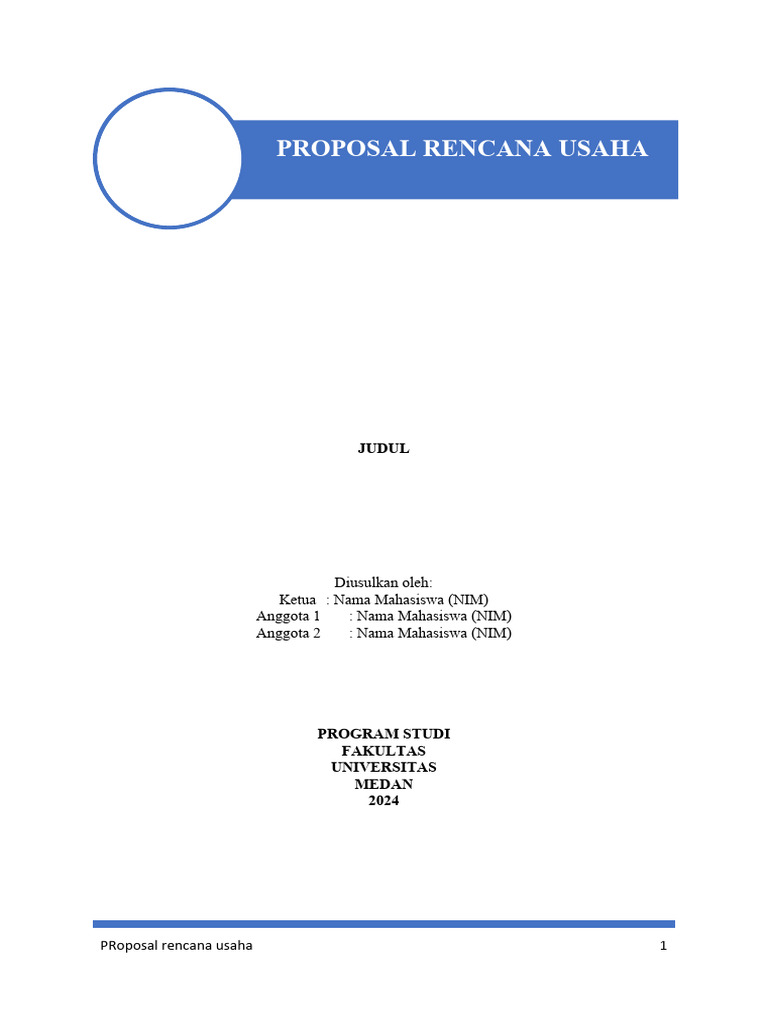 Proposal Rencana Usaha 2024 | PDF | Pengelolaan Keuangan & Uang