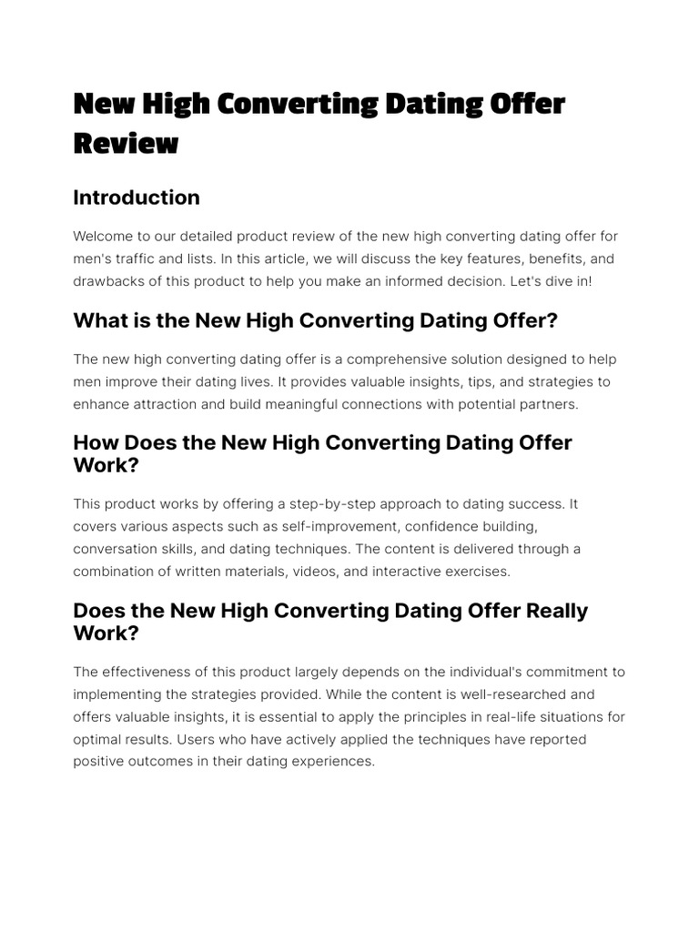 New High Converting Dating Offer Review | PDF | Pricing