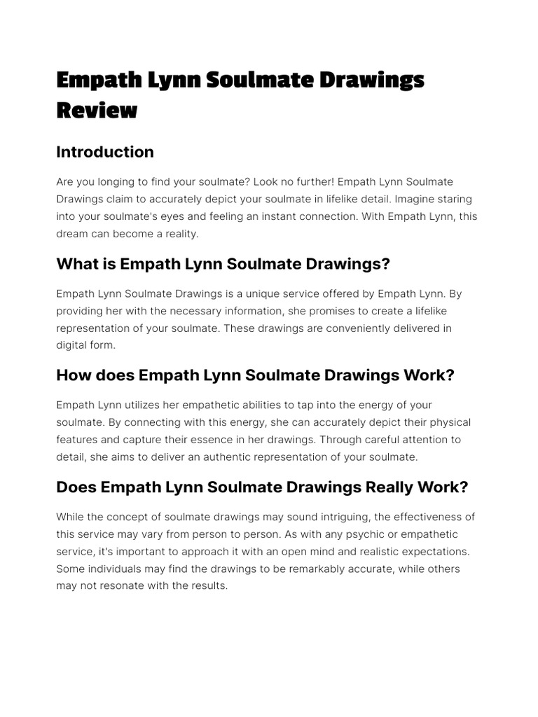 Empath Lynn Soulmate Drawings Review | PDF | Empathy | Drawing