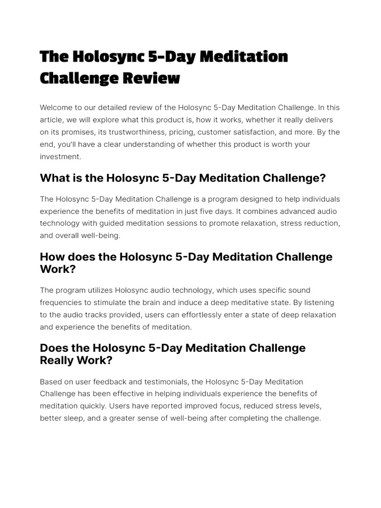 The Holosync 5-Day Meditation Challenge Review | PDF | Meditation | Relaxation (Psychology)