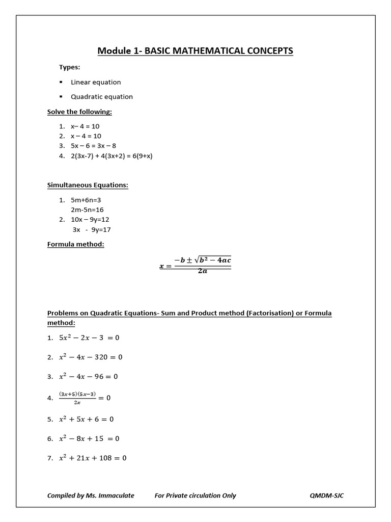 Unit-1 Basic Mathematical Concepts | Download Free PDF | Percentage | Ratio