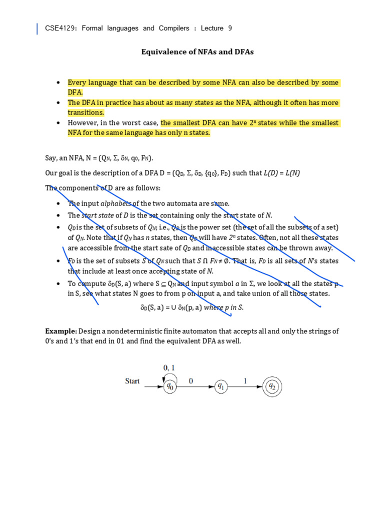 LN8 - FL6 - Equivalence of NFAs and DFAs | PDF | Theoretical Computer Science | Formal Methods