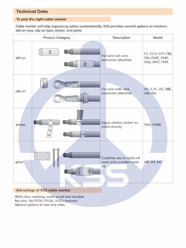 KSS - Technical - Data-To - Pick - The - Right - Cable - Marker-E | PDF