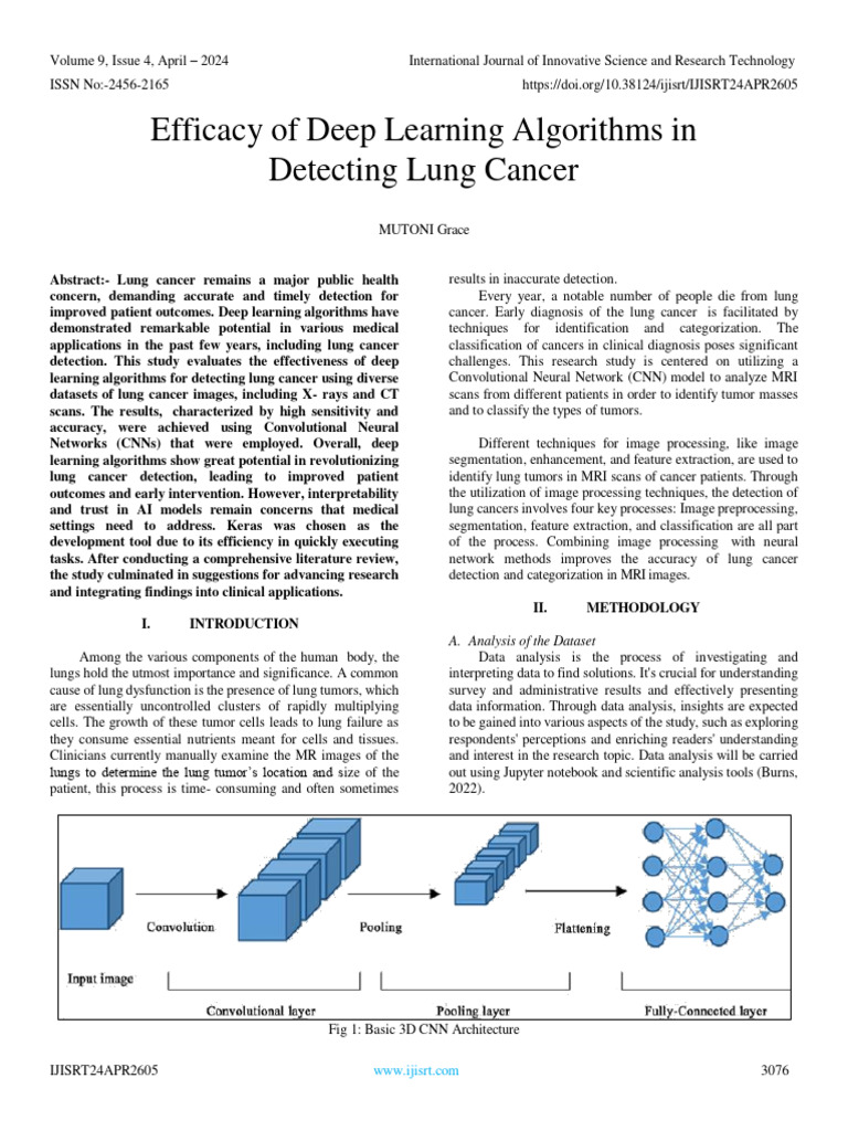 Efficacy of Deep Learning Algorithms in Detecting Lung Cancer | PDF | Artificial Neural Network ...