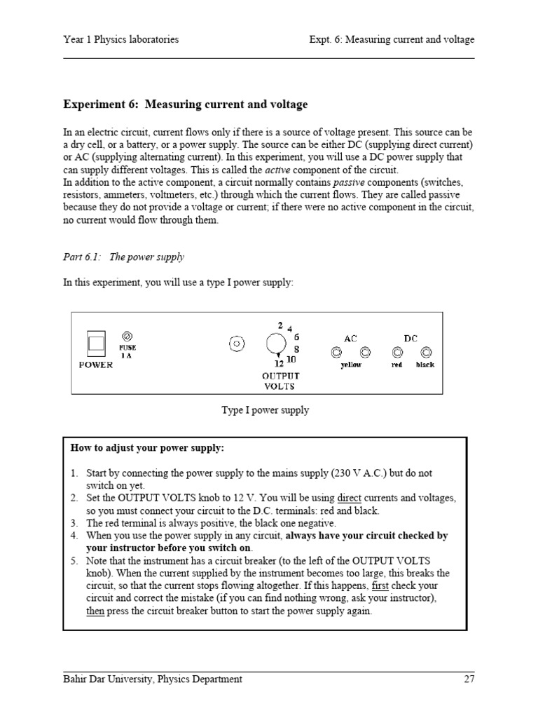 PH 111 Exp 06 | PDF | Direct Current | Voltage