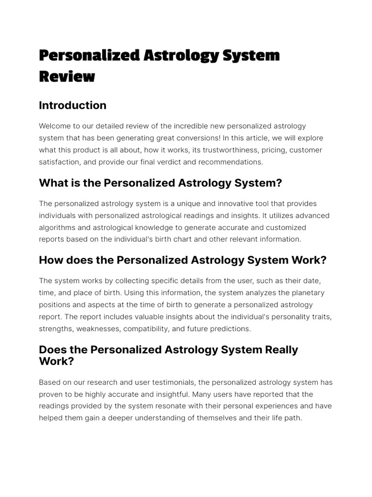 Personalized Astrology System Review | PDF | Astrology | Pricing