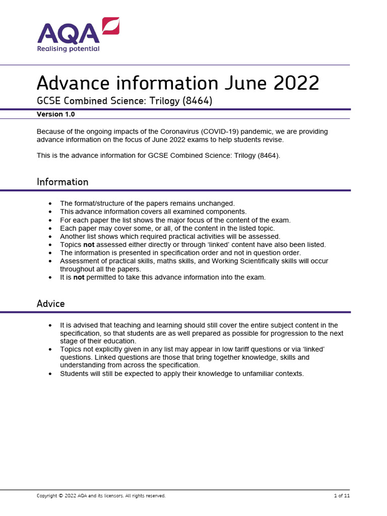 Advanced Info From Aqa Topics For Mocks and Gcse) | PDF | Force | Solubility