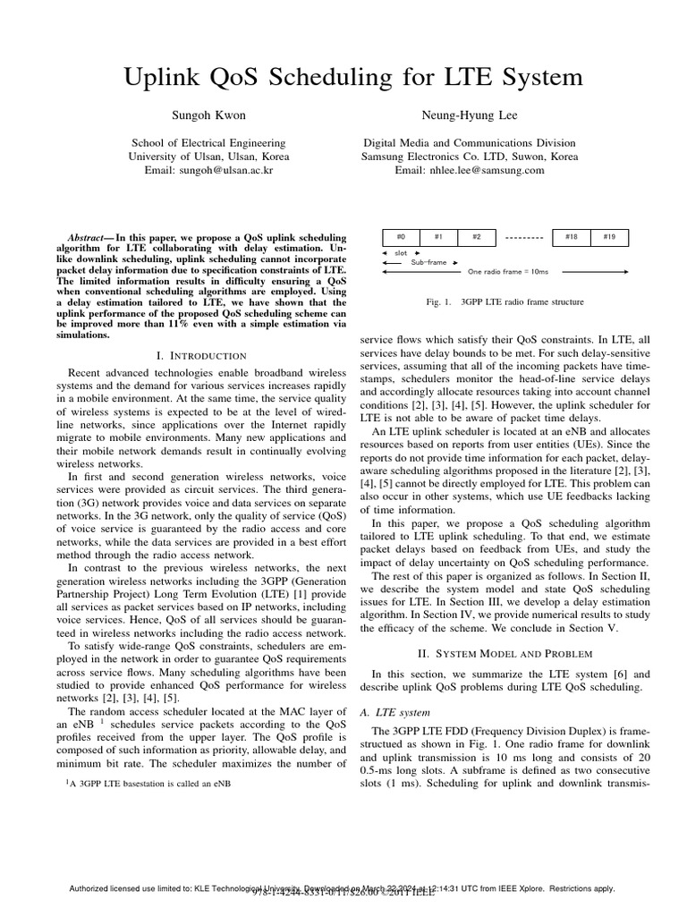 Uplink QoS Scheduling For LTE System | PDF | Quality Of Service | Computer Network