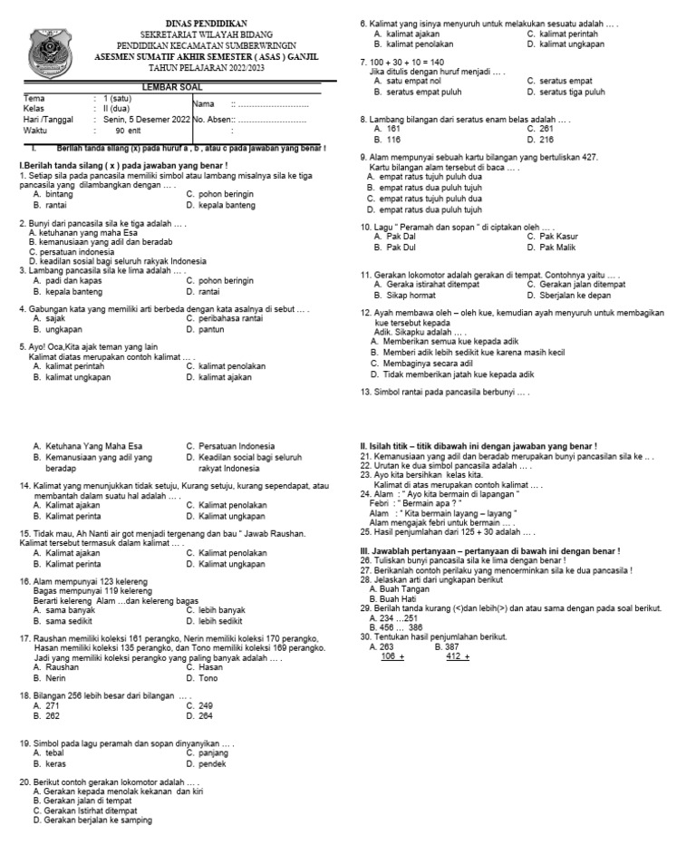 Kelas 2-tm 1 - Soal | PDF