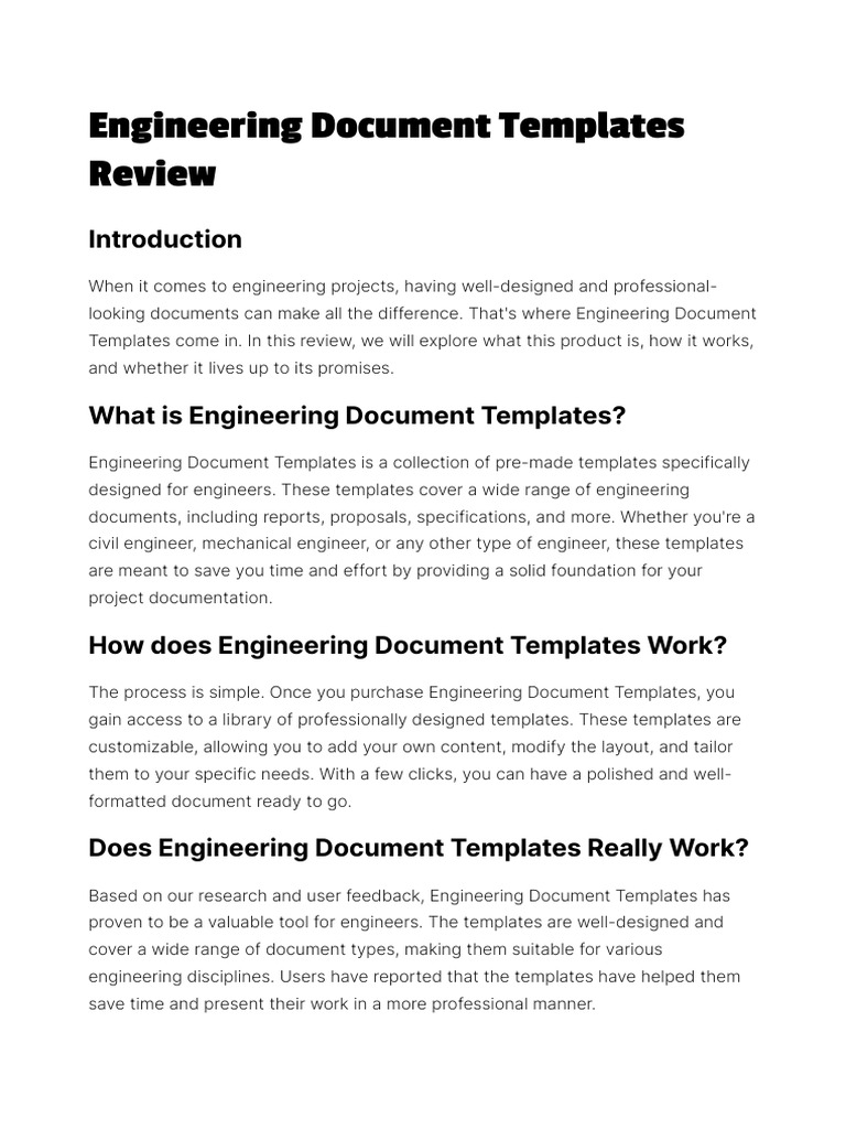 Engineering Document Templates Review | Download Free PDF | Pricing ...