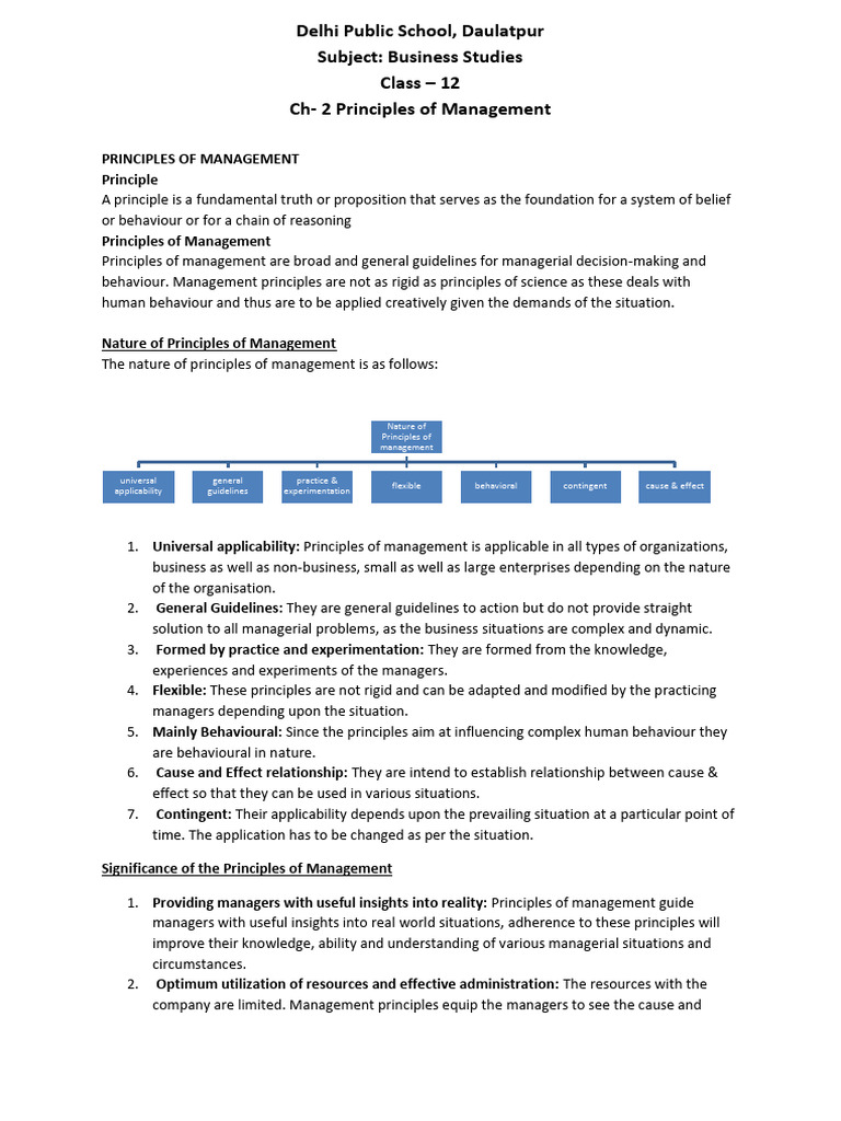 Class 12 Management Principles | PDF | Business | Economies