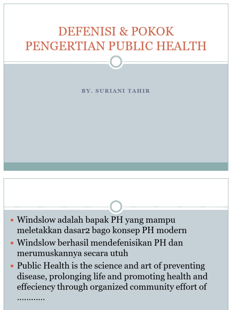 Definisi Public Health Menurut Winslow | PDF