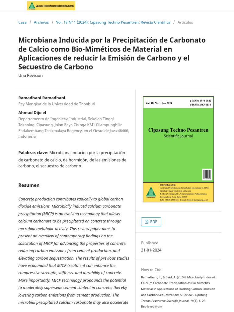 Microbially Induced Calcium Carbonate Precipitation as Bio-Mimetics ...
