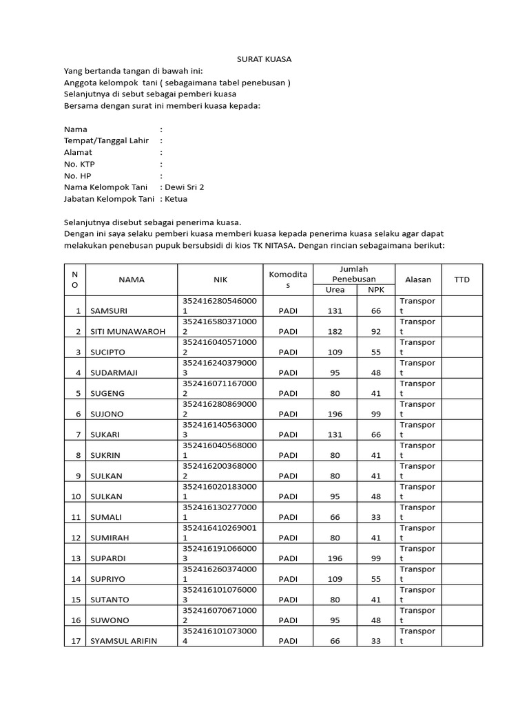 Surat Kuasa Dewi Sri 2. | PDF