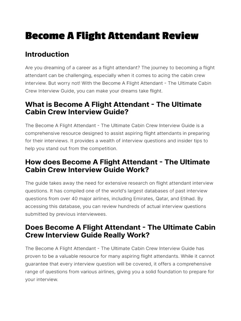 Become A Flight Attendant Review | PDF | Flight Attendant