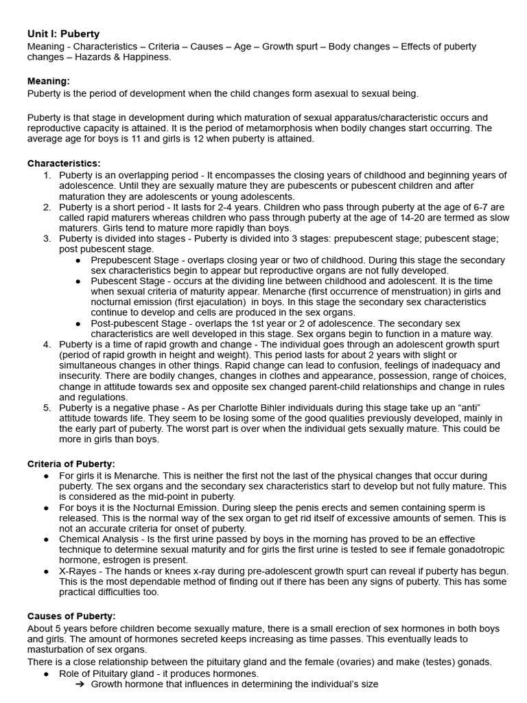 DP II Notes | PDF | Adolescence | Puberty