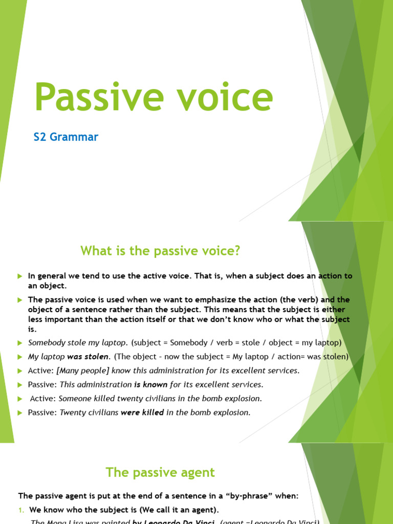 Passive Voice Presentation | PDF | Verb | Grammatical Tense
