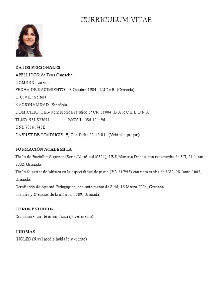 Curriculum Lorena | PDF | Granada | Madrid