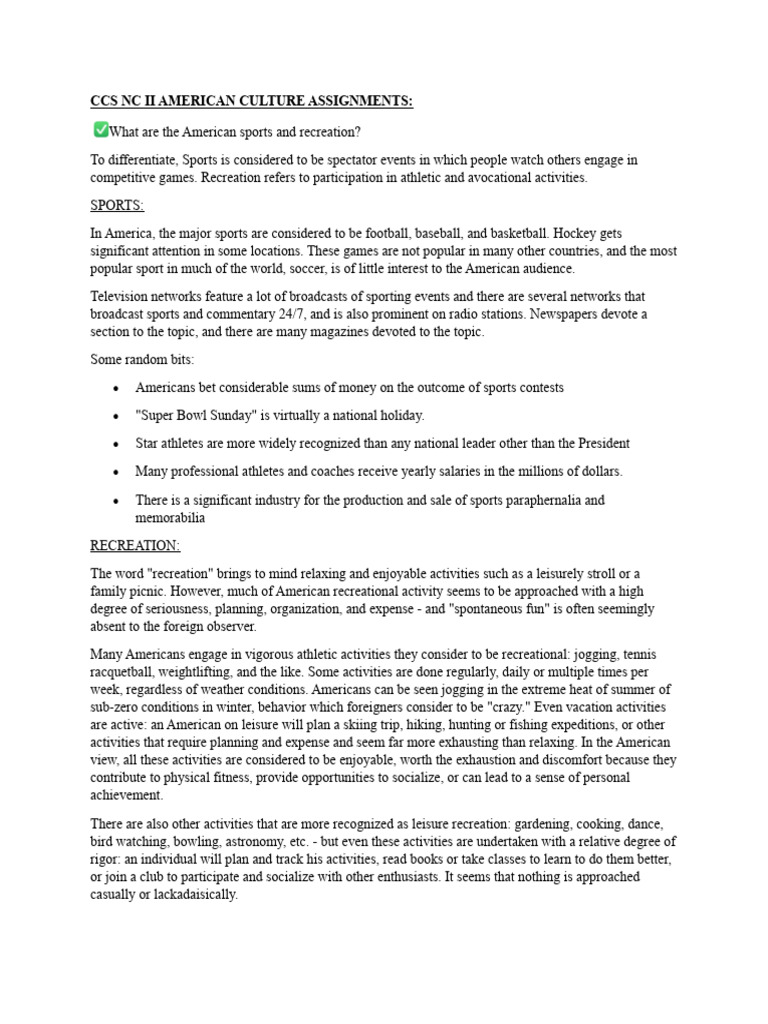 CCS NC II Emmanoel Carlo T Abrantes - American Culture Assignment | PDF ...