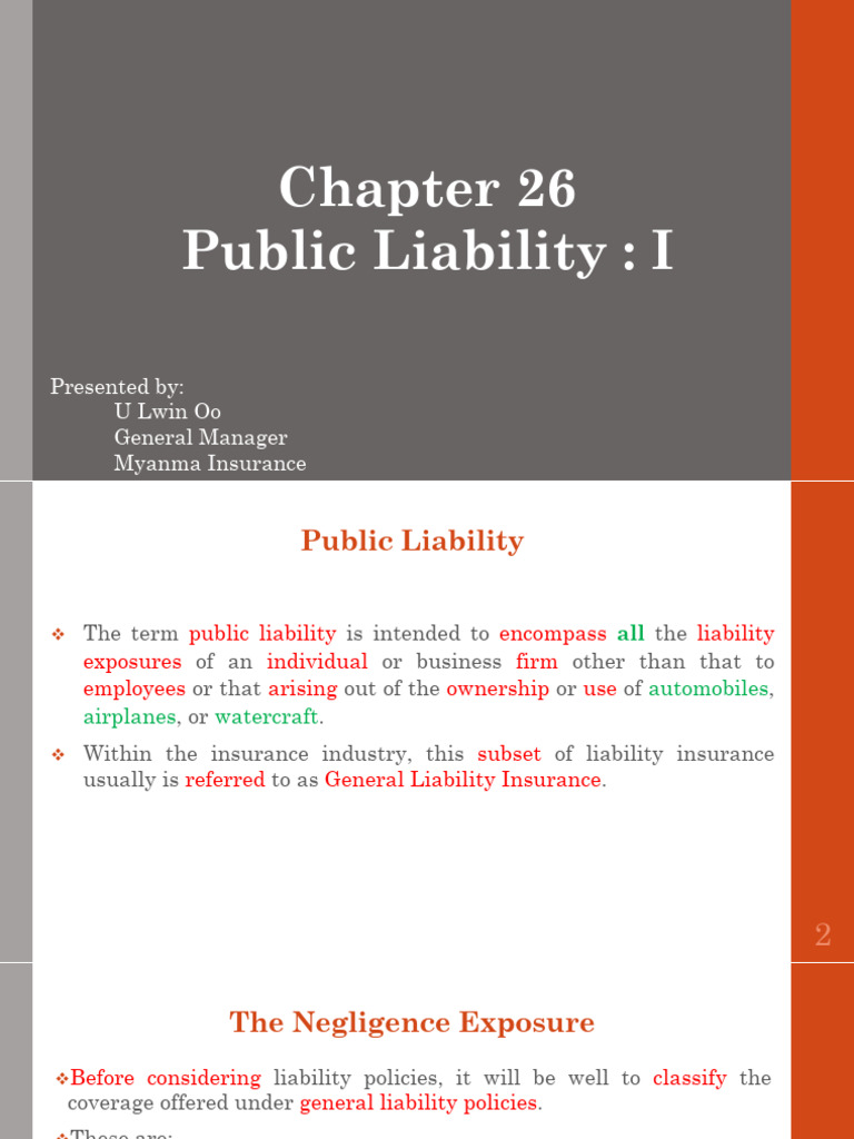 Chapter - 26 Public Liability | PDF | Liability Insurance | Insurance