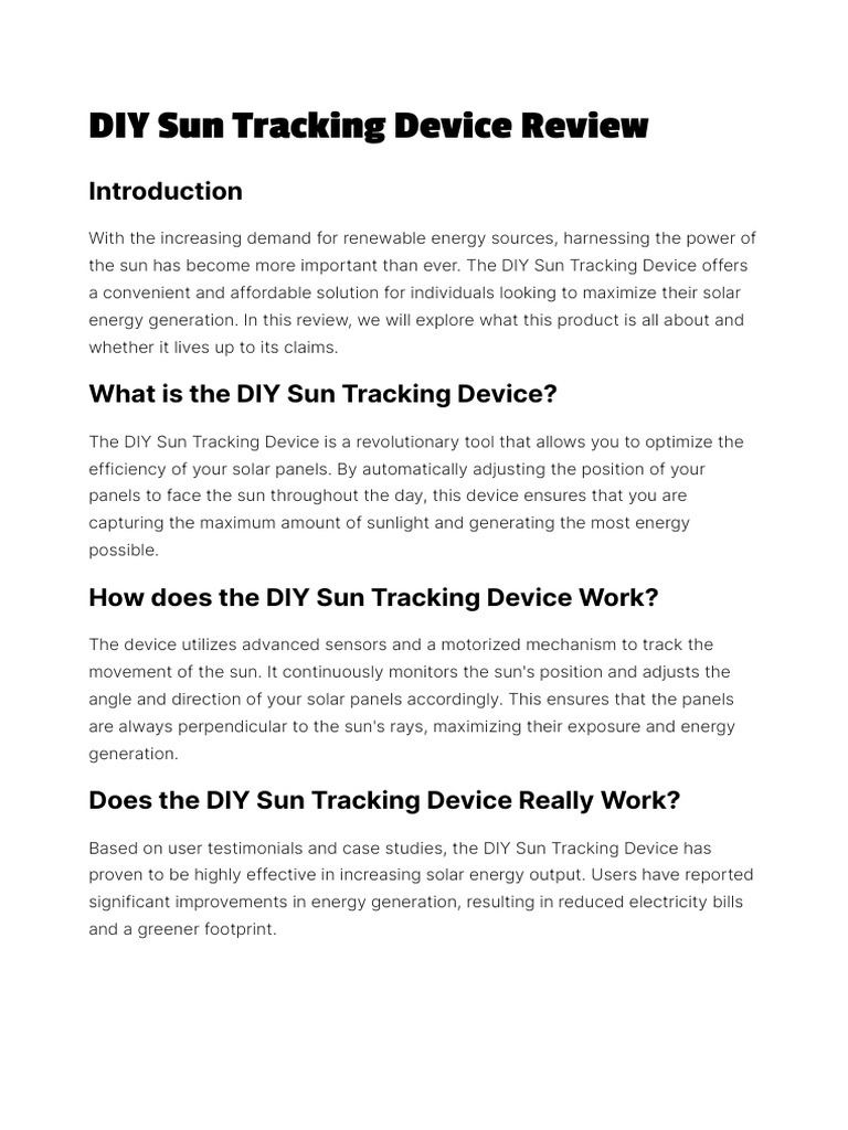 DIY Sun Tracking Device Review | PDF | Solar Energy | Photovoltaics