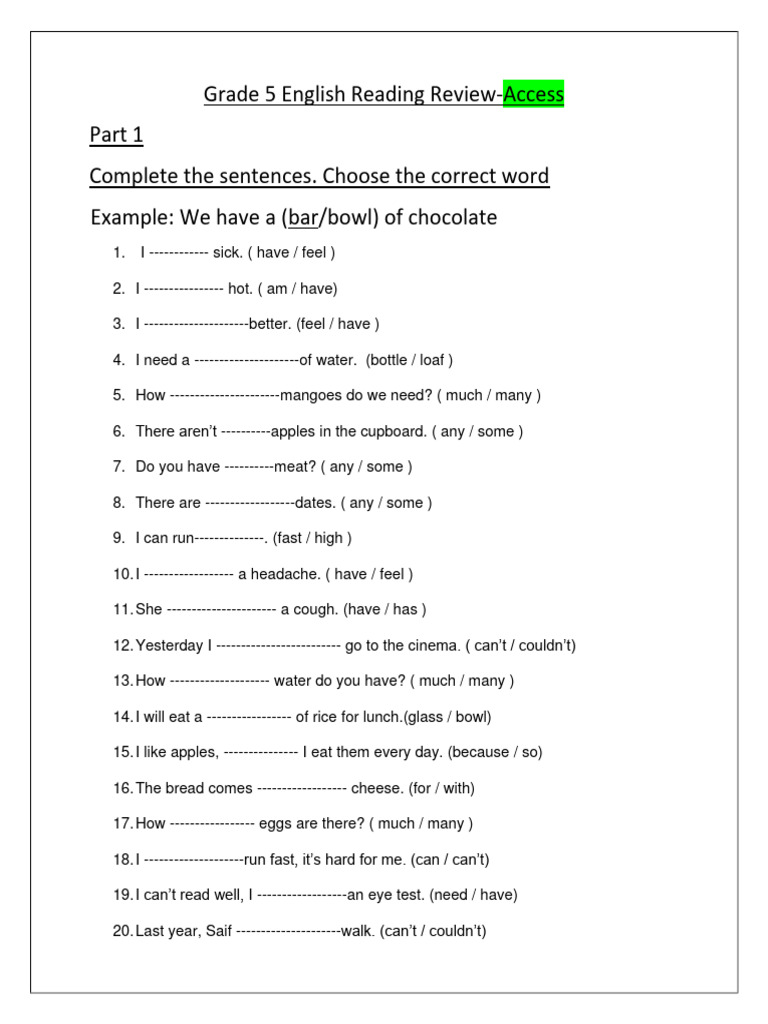 5 Access Reading | PDF | Lunch | Eating Behaviors Of Humans