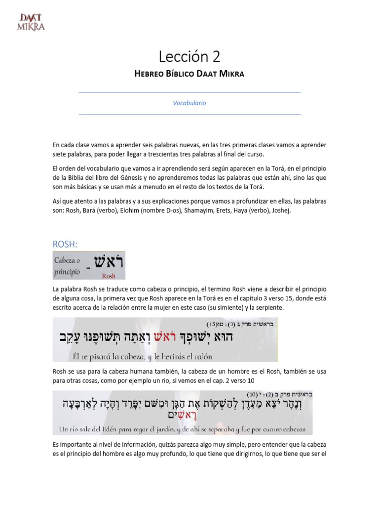 Lección 2 Hebreo | PDF | Contenido bíblico | Creencia religiosa y doctrina