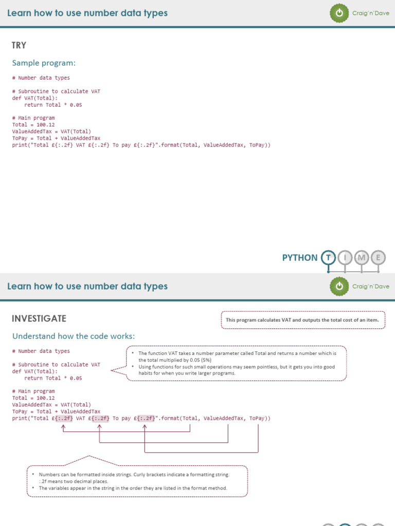 Python - Objective 03 Learn How To Use Number Data Types Workbook | PDF | Parameter (Computer ...