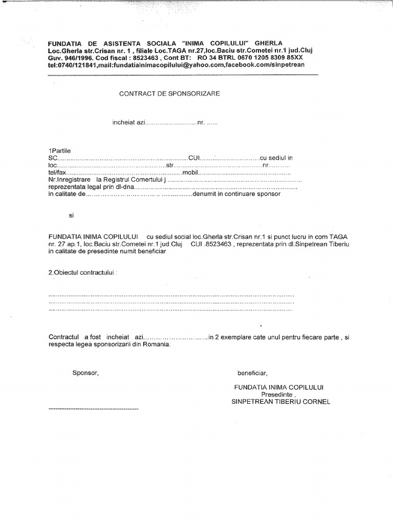 Contract de Sponsorizare FIC | PDF