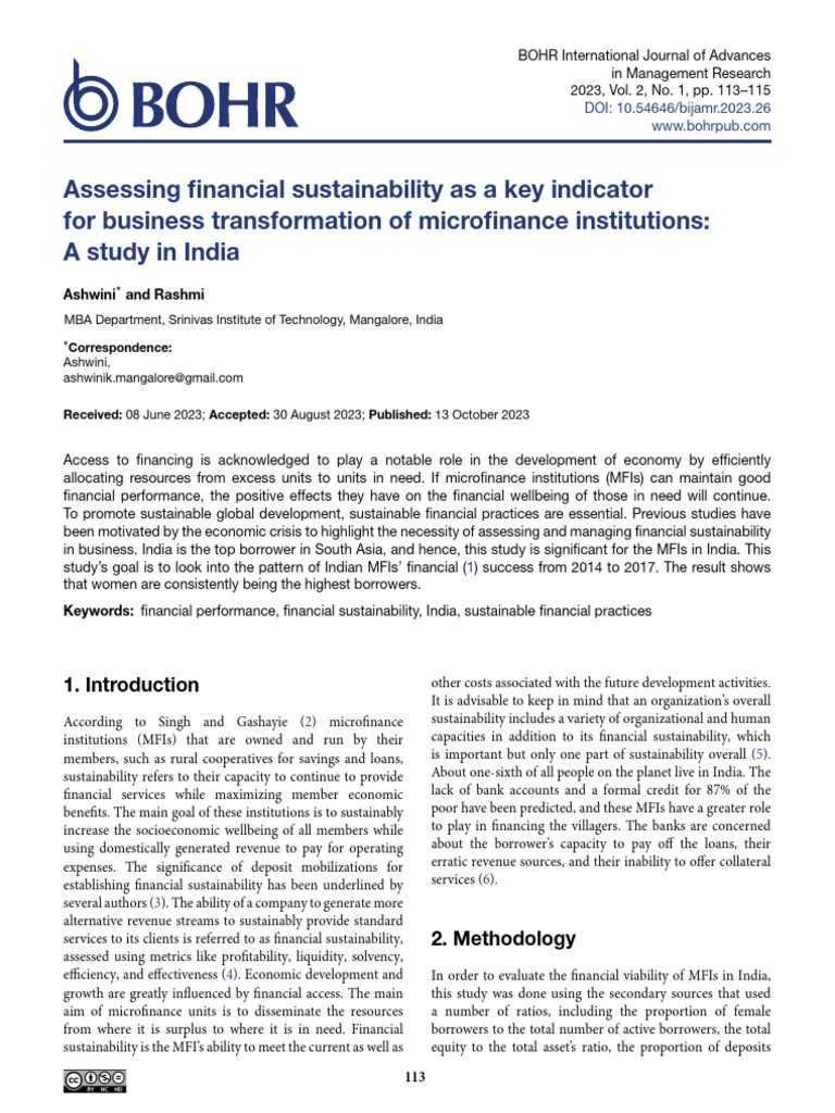 Assessing financial sustainability as a key indicator for business transformation of ...