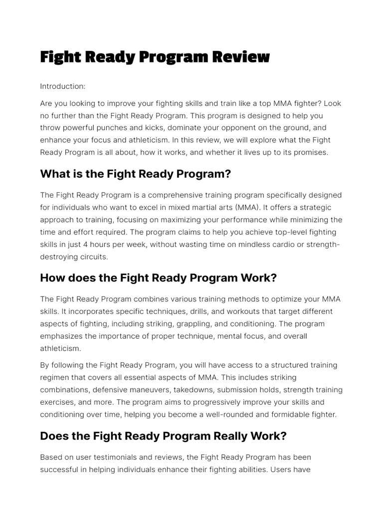 Fight Ready Program Review: Enhance MMA Skills | PDF | Mixed Martial ...
