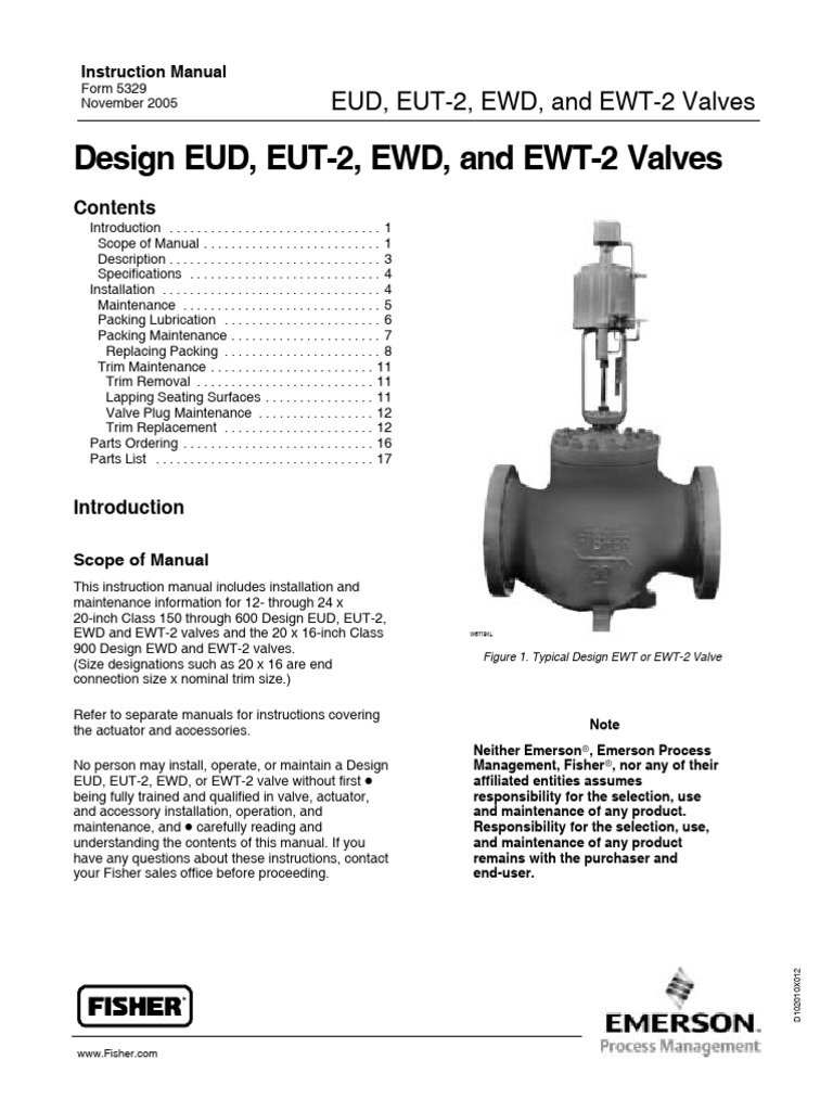 Fisher Design EUD, EUT-2, EWD, EWT-2 Valves (2005) | PDF | Valve | Pipe ...