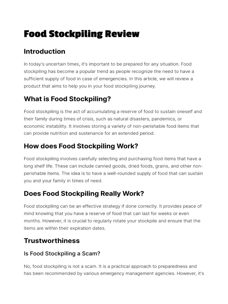 Essential Guide to Food Stockpiling | PDF | Brand | Customer Satisfaction