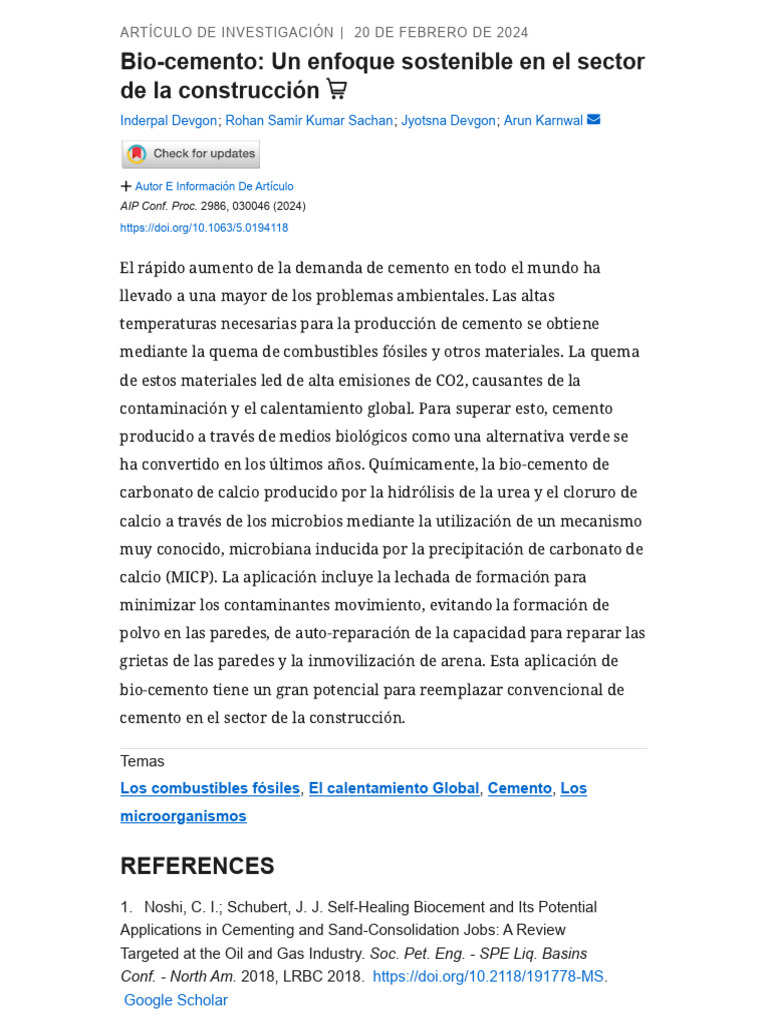 Bio-Cement - A Sustainable Approach in The Construction Sector - AIP ...