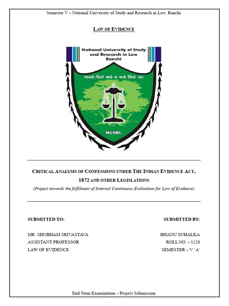 Law of Evidence - 1228 | PDF | Confession (Law) | Evidence (Law)