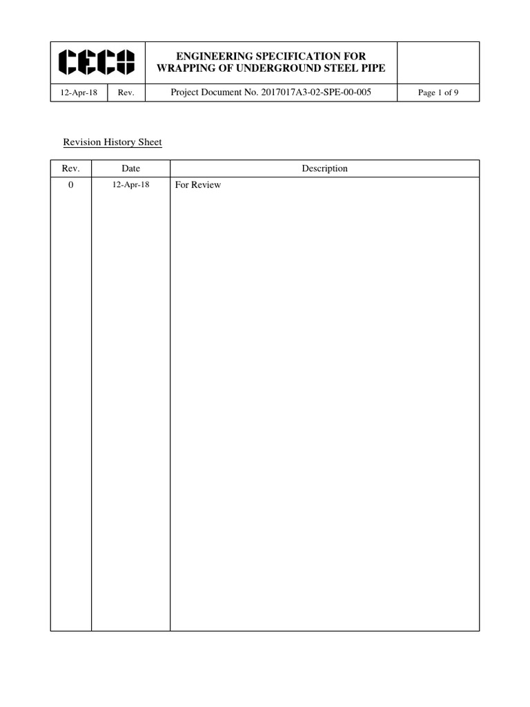 Spec Wrapping of Underground Pipe - CECO | PDF | Pipe (Fluid Conveyance ...