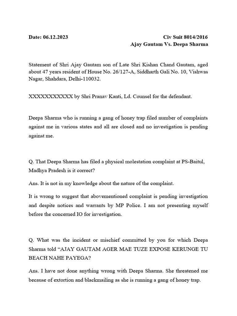 Ajay Gautam Vs Deepa Sharma | PDF | Defamation | Judiciaries