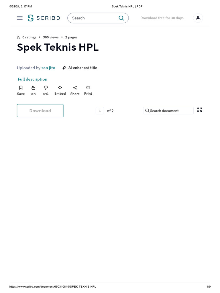 Spek Teknis HPL - PDF | PDF | Scribd | Written Communication