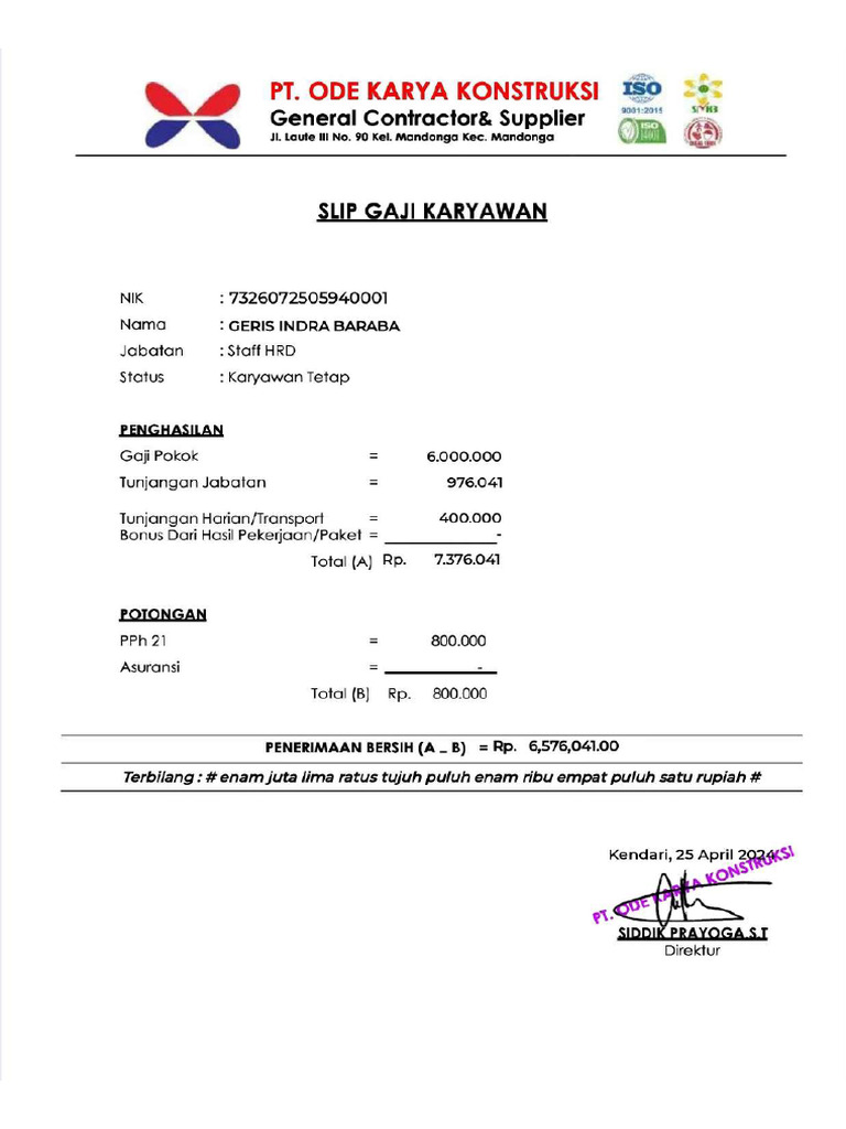 Slip Gaji April | PDF