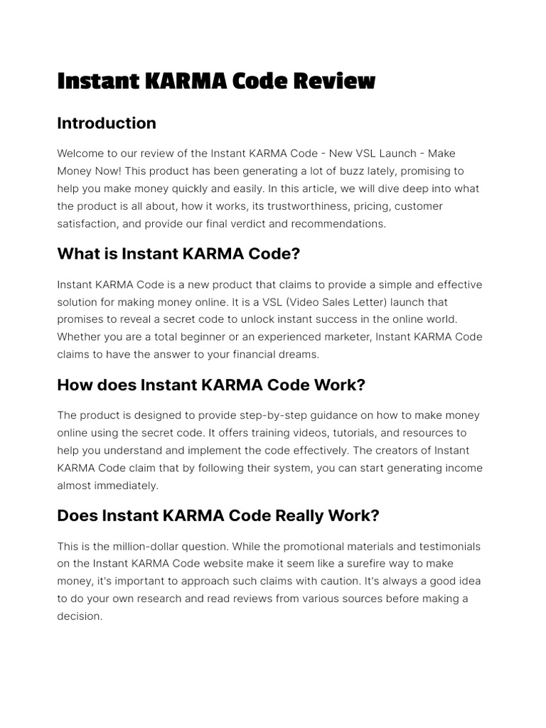 Instant KARMA Code Review | PDF | Marketing | Business