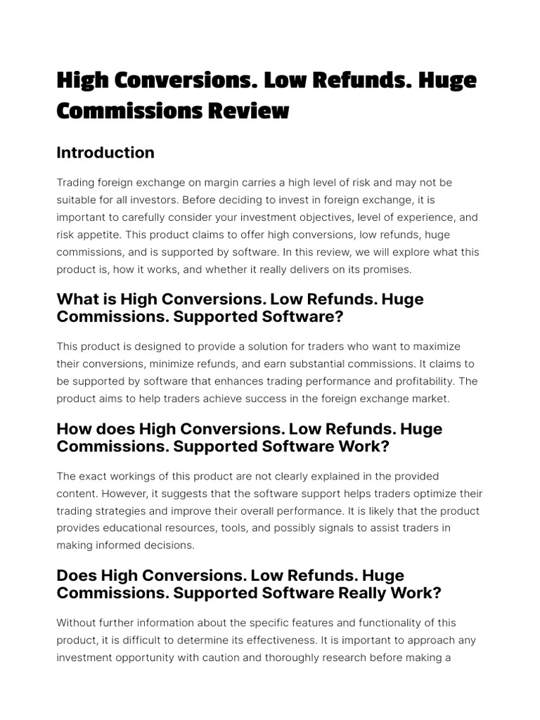 High Conversions. Low Refunds. Huge Commissions Review | PDF ...