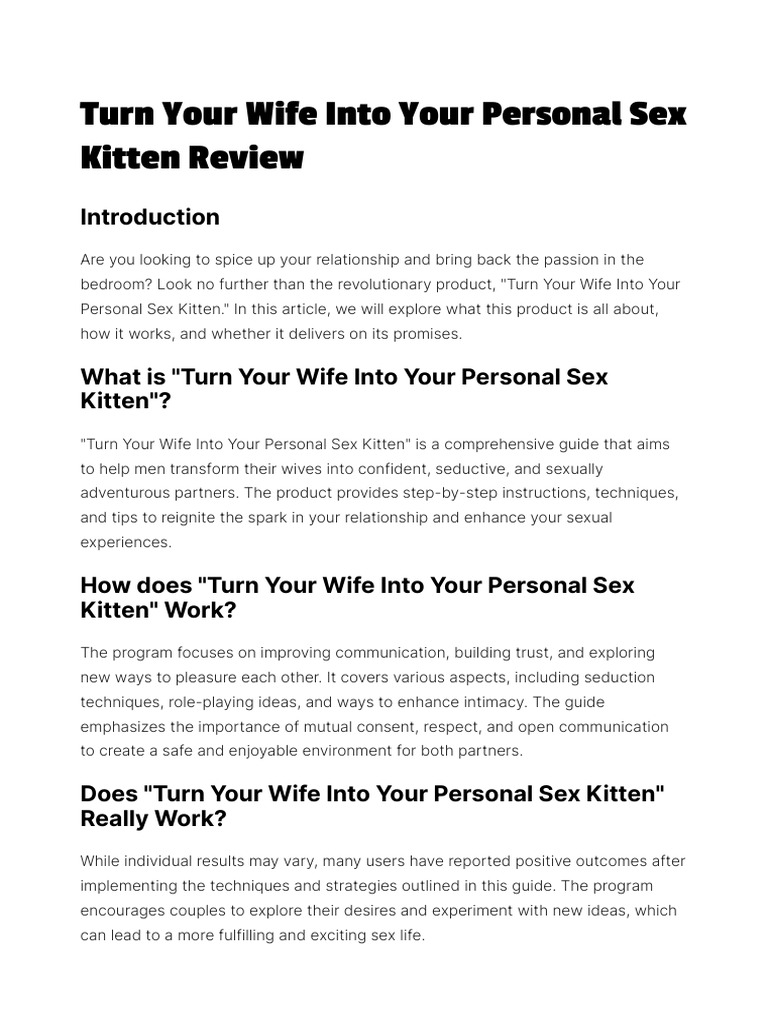 Turn Your Wife Into Your Personal Sex Kitten Review Pdf Social