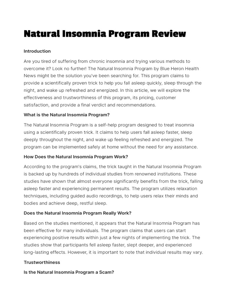 Natural Insomnia Program Review | PDF | Insomnia | Sleep
