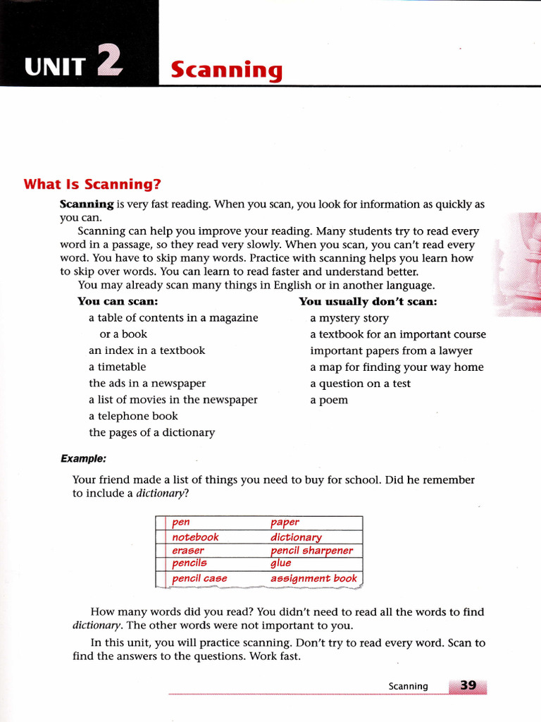Mastering Scanning Techniques for Reading | PDF | Books