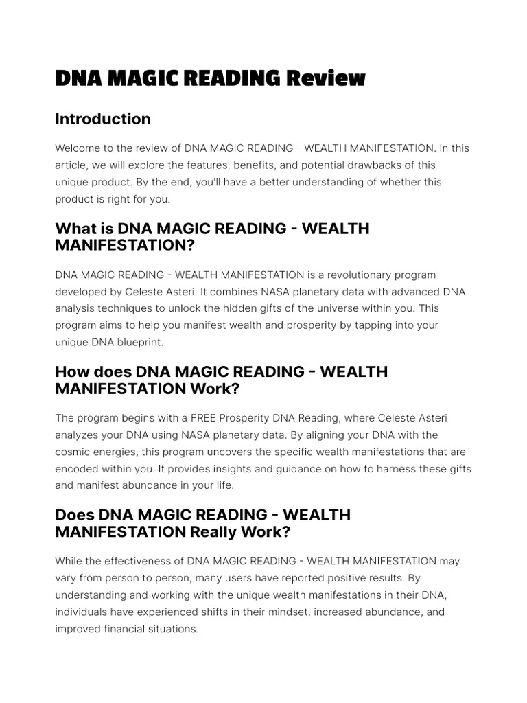 Dna Magic Reading Review | PDF | Wealth | Customer Satisfaction