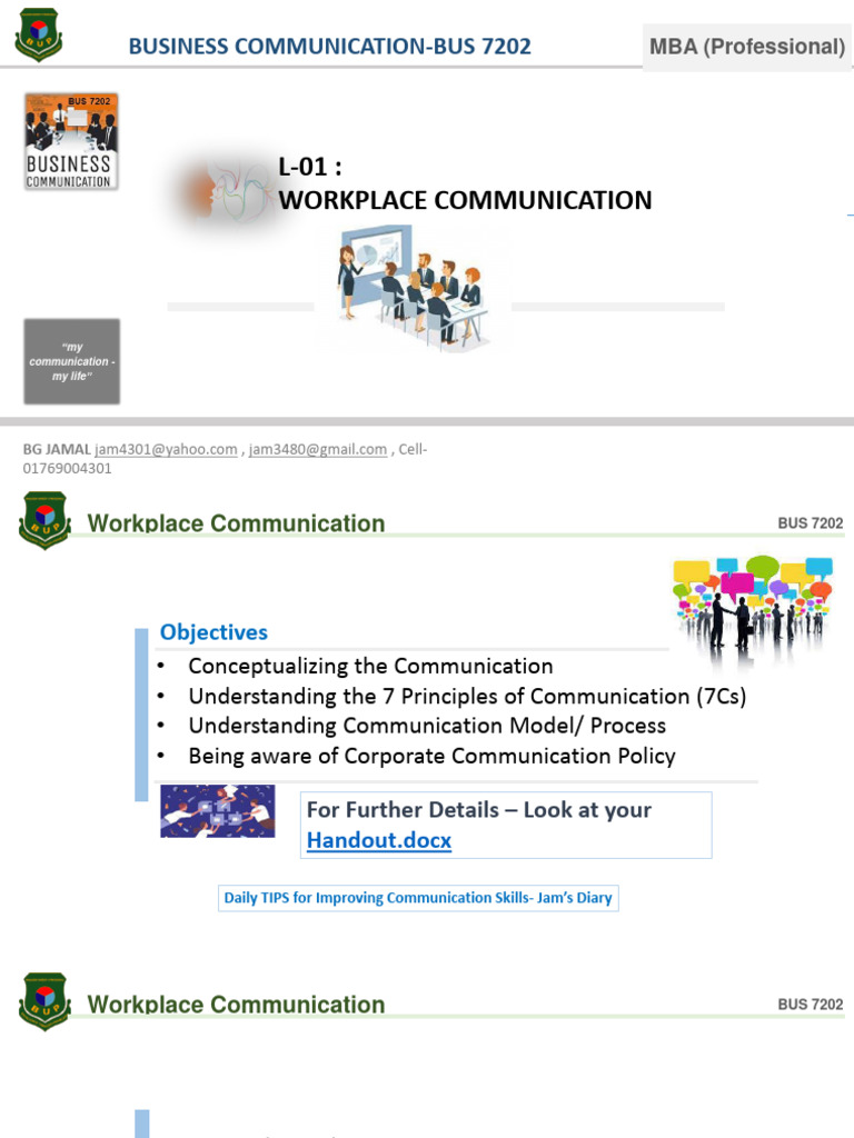 Jamal Sir-Class 1 - L-1. Bus7202 | PDF | Communication | Human ...