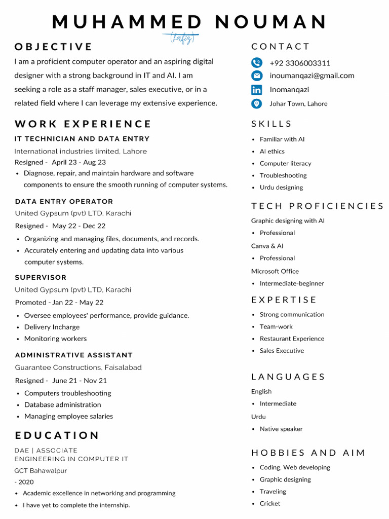 Mohammed Nouman CV | PDF